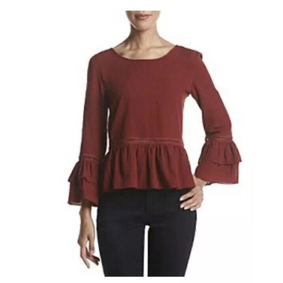 Max Studio | Tops | New Max Studio Blouse Shirt Womens Xl Burgandy ...